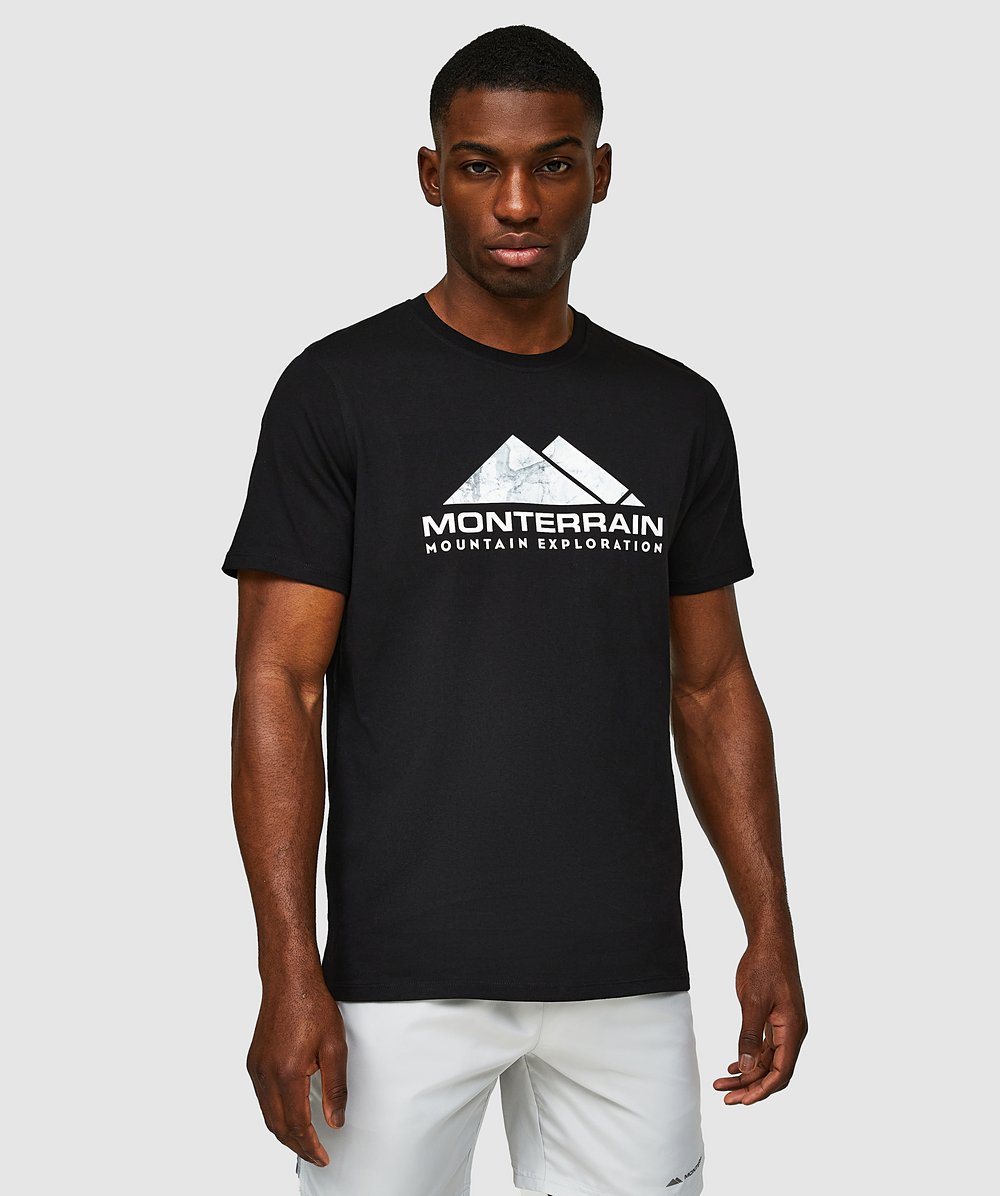 Glacial Cotton Logo T-Shirt | Jet Black / Oyster Mushroom | Monterrain
