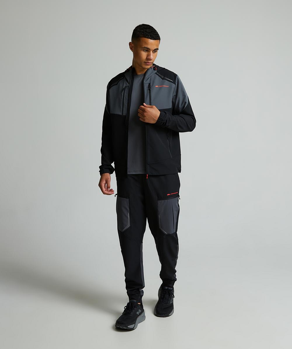 Orbit Woven Running Hoodie | Jet Black / Iron Gate / Tangerine Tango ...